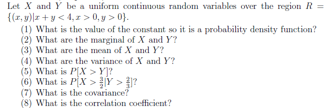 Solved Let x ﻿and Y ﻿be a uniform continuous random | Chegg.com