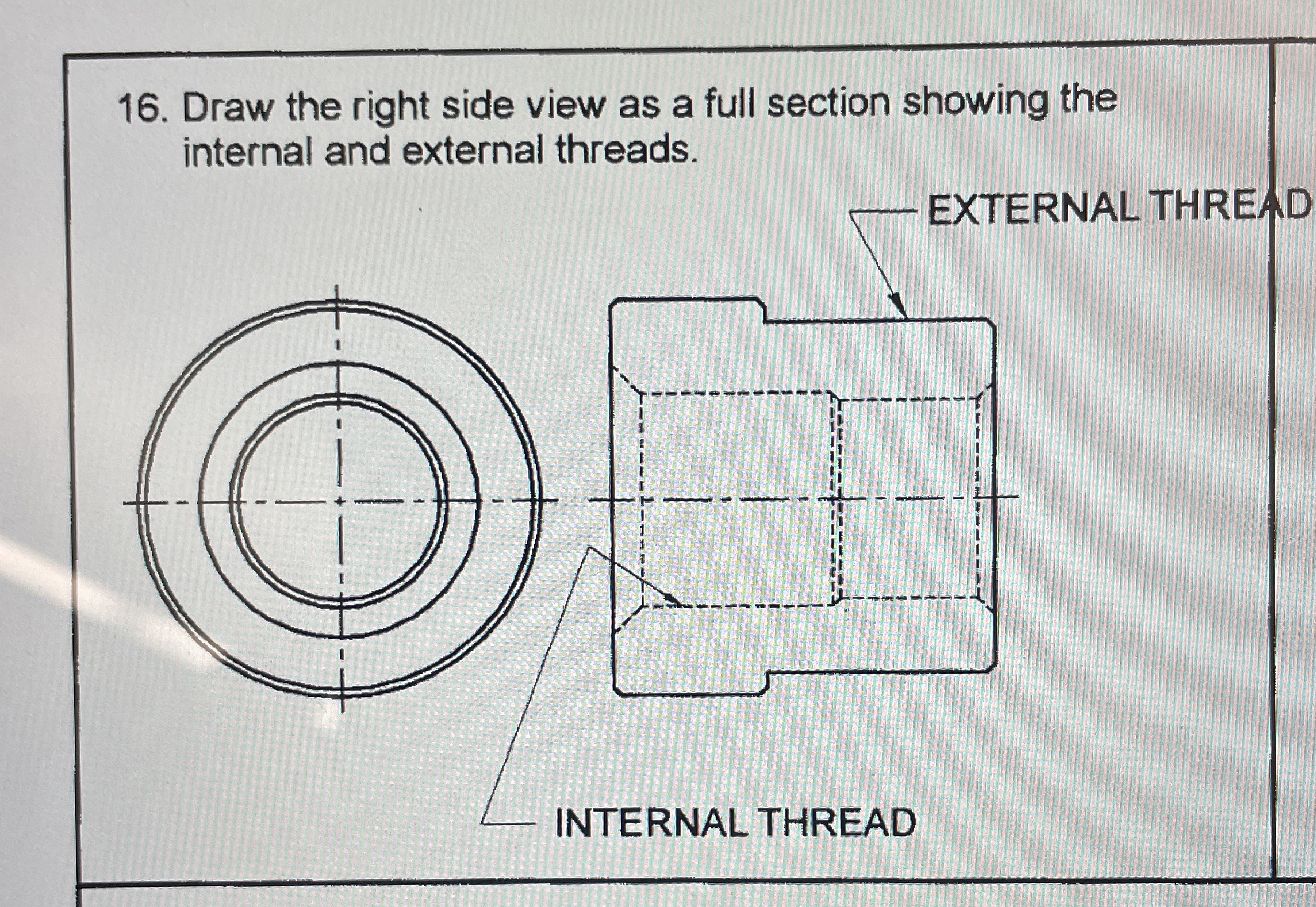 Solved Draw the right side view as a full section showing | Chegg.com
