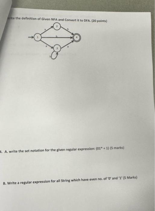 Solved Write the definition of Given NFA and Convert it to | Chegg.com