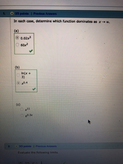 Solved O 2/3 points | Previous Answars In each case, | Chegg.com