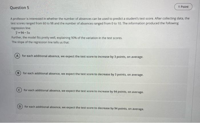 Solved A professor is interested in whether the number of | Chegg.com