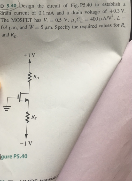 Solved D 5.40 Design the circuit of Fig. P5.40 to establish | Chegg.com