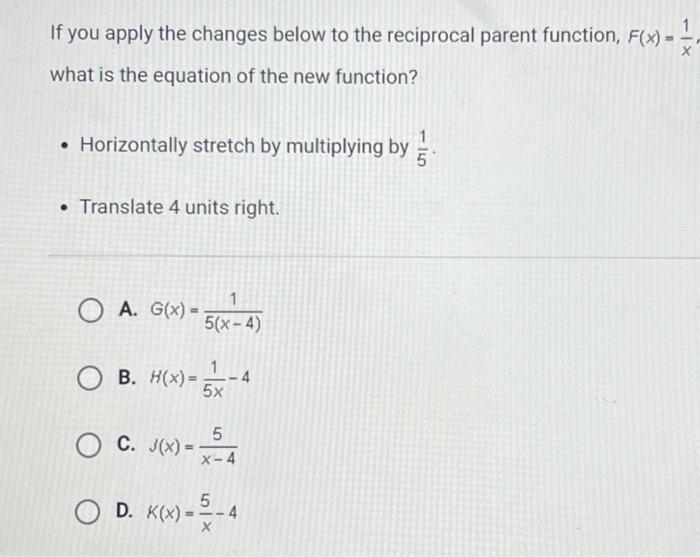 Solved If you apply the changes below to the reciprocal | Chegg.com