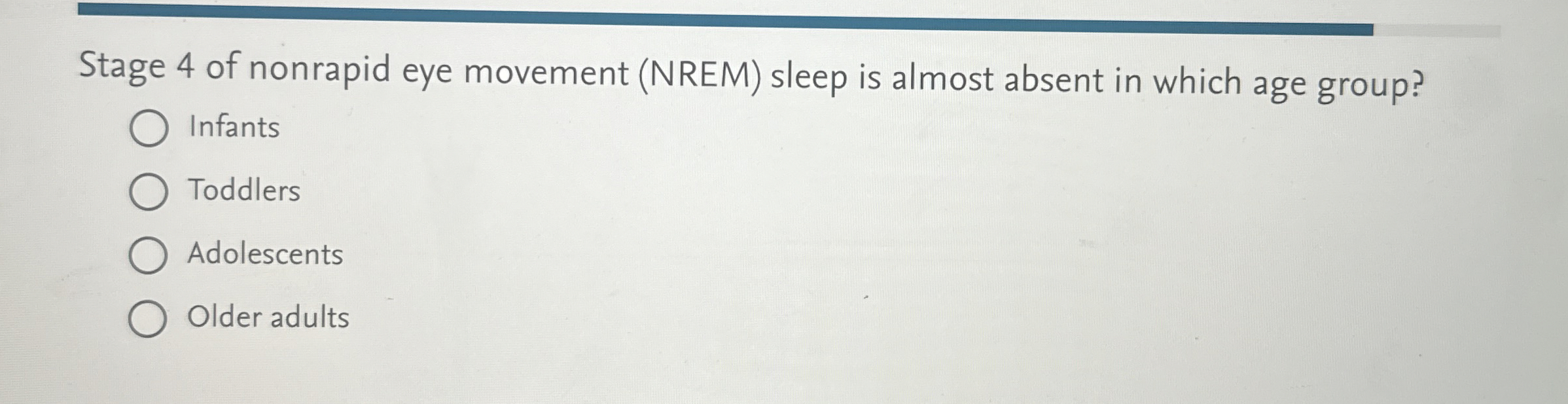 Solved Stage 4 ﻿of nonrapid eye movement (NREM) ﻿sleep is | Chegg.com