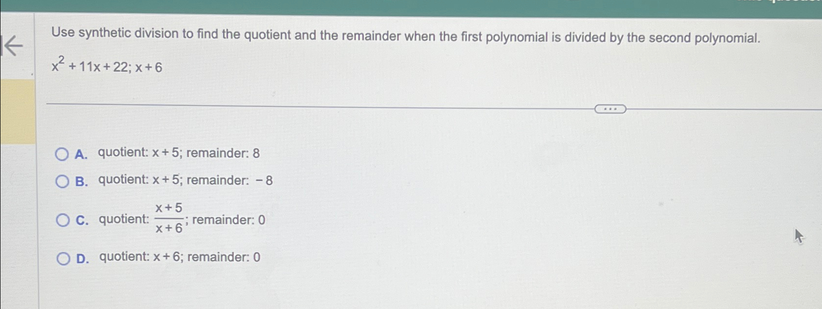 Solved Use synthetic division to find the quotient and the | Chegg.com