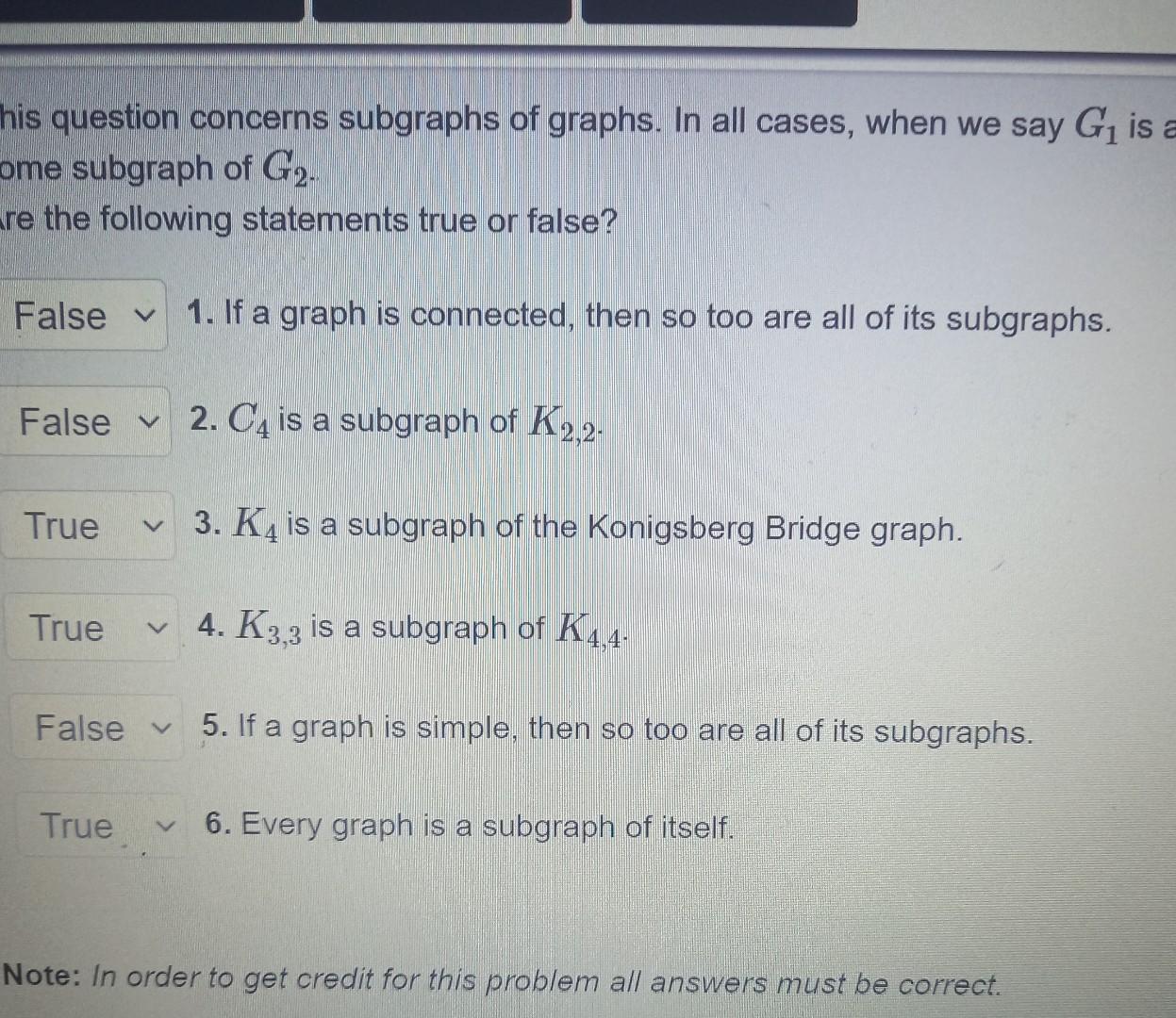 Solved nis question concerns subgraphs of graphs. In all | Chegg.com