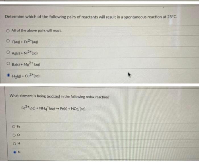 Solved Determine which of the following pairs of reactants | Chegg.com