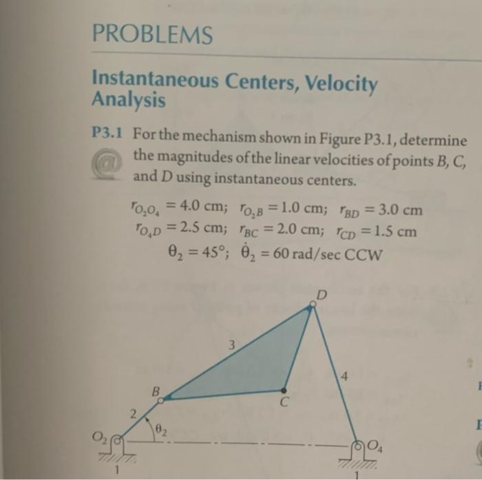 Solved PROBLEMS Instantaneous Centers, Velocity Analysis | Chegg.com