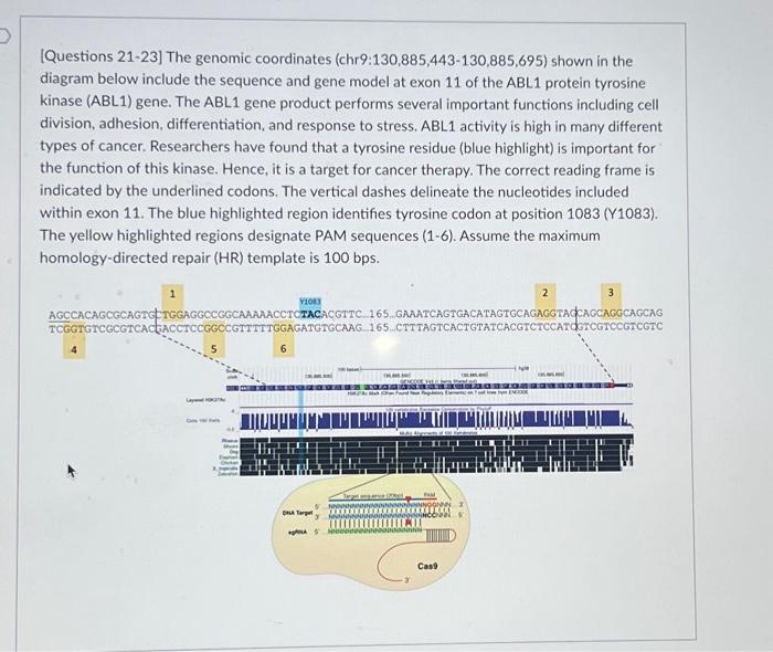Solved [Questions 21-23] The genomic coordinates | Chegg.com
