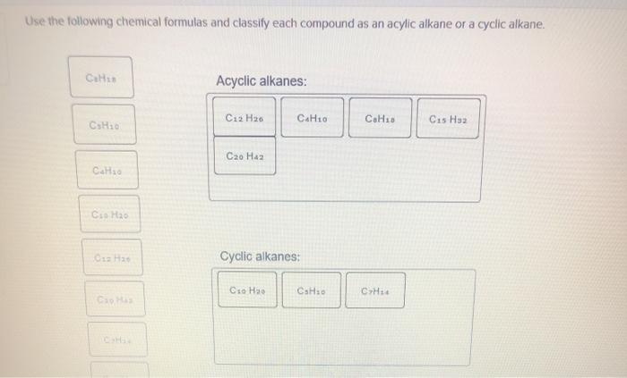 Solved Use the following chemical formulas and classify each | Chegg.com