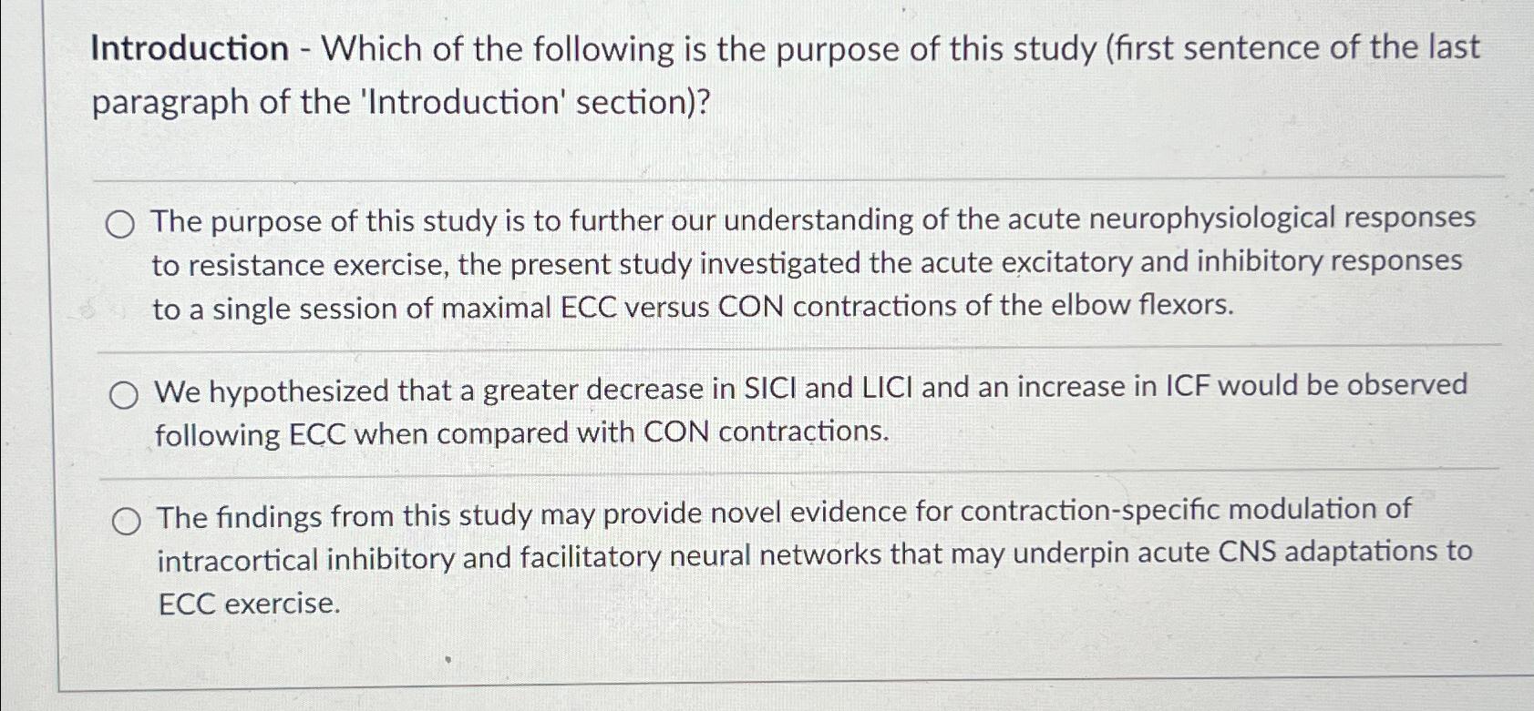 Solved Introduction - ﻿Which of the following is the purpose | Chegg.com