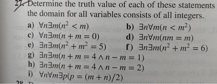 Solved 25. Determine the truth value of each of these | Chegg.com