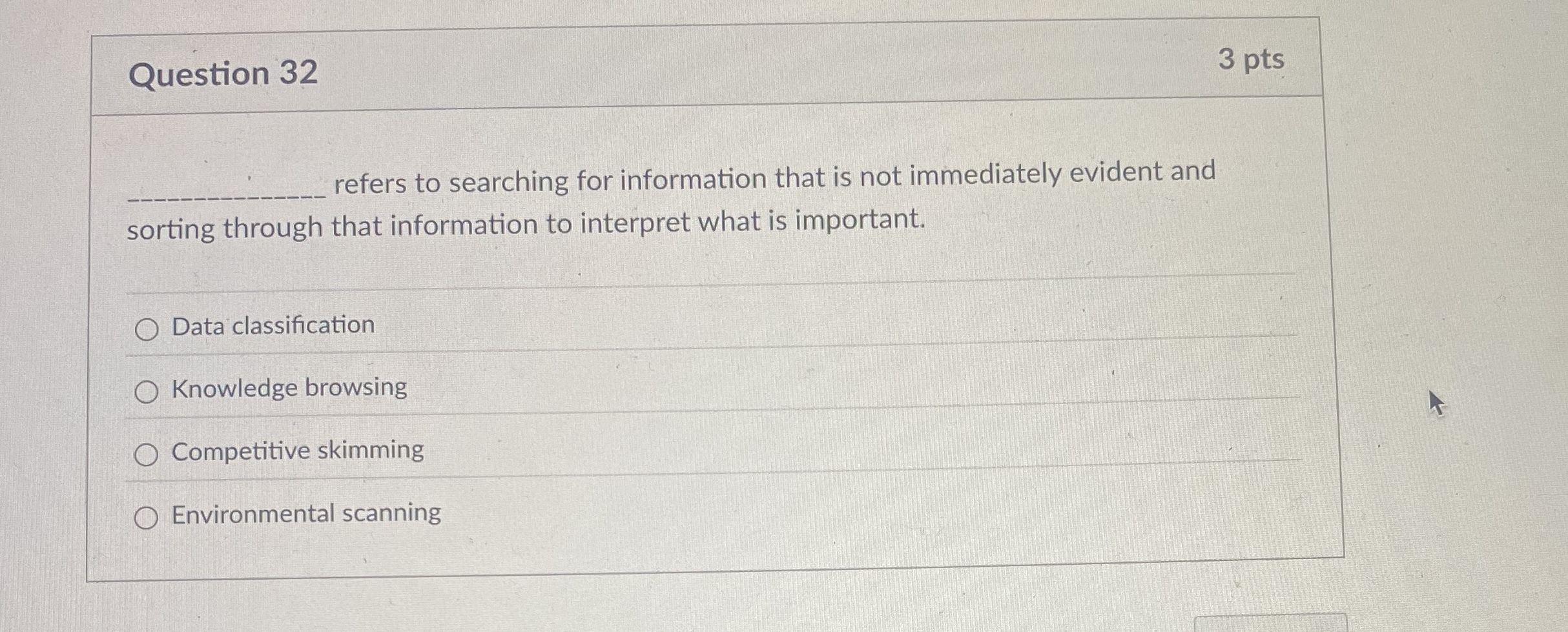 Solved Question 323 ﻿ptsrefers to searching for information | Chegg.com