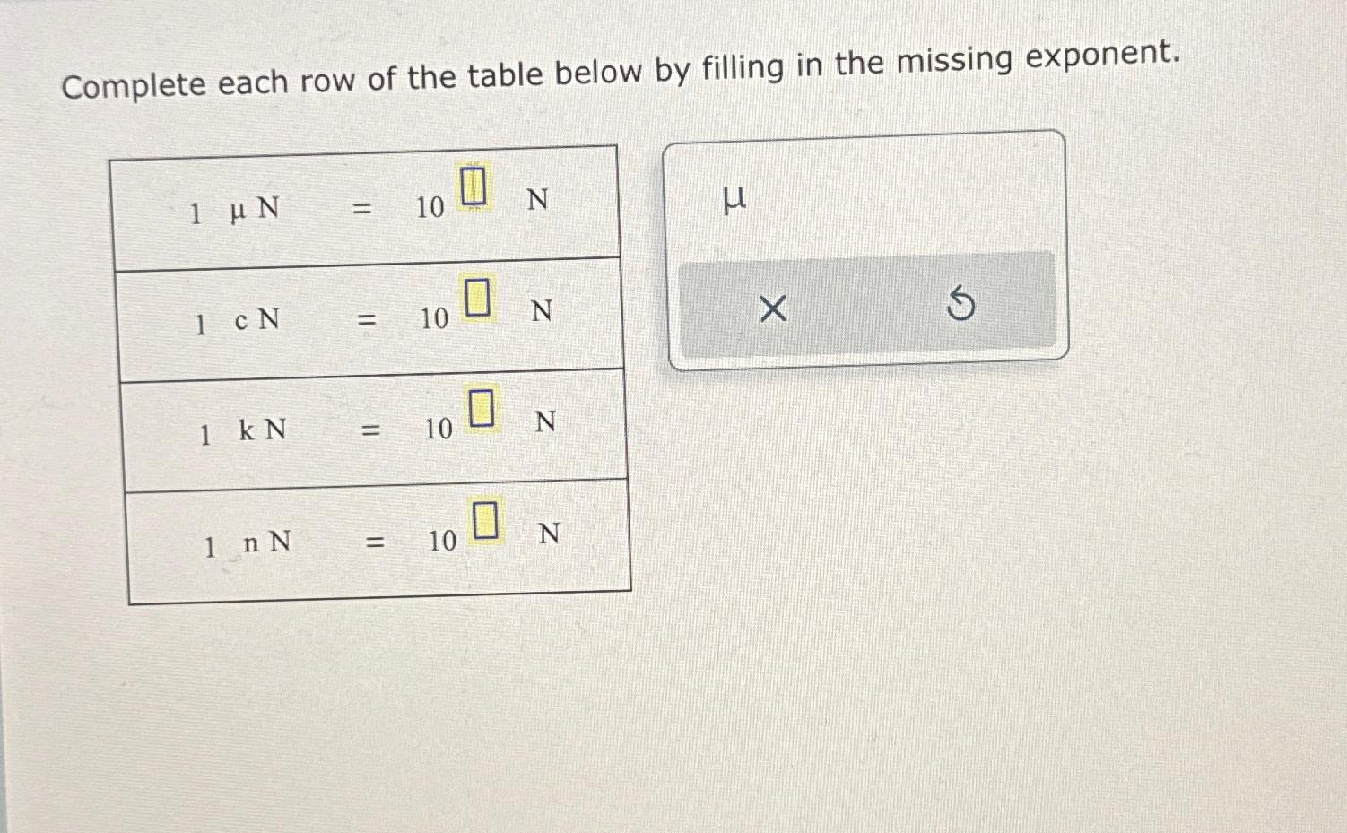 Solved Complete each row of the table below by filling in | Chegg.com