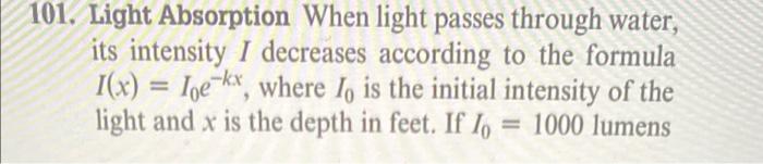 Solved 101. Light Absorption When light passes through | Chegg.com
