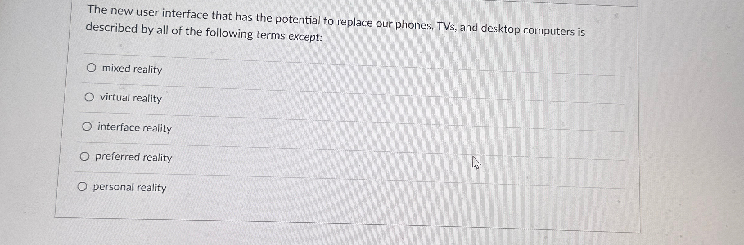 Solved The new user interface that has the potential to | Chegg.com