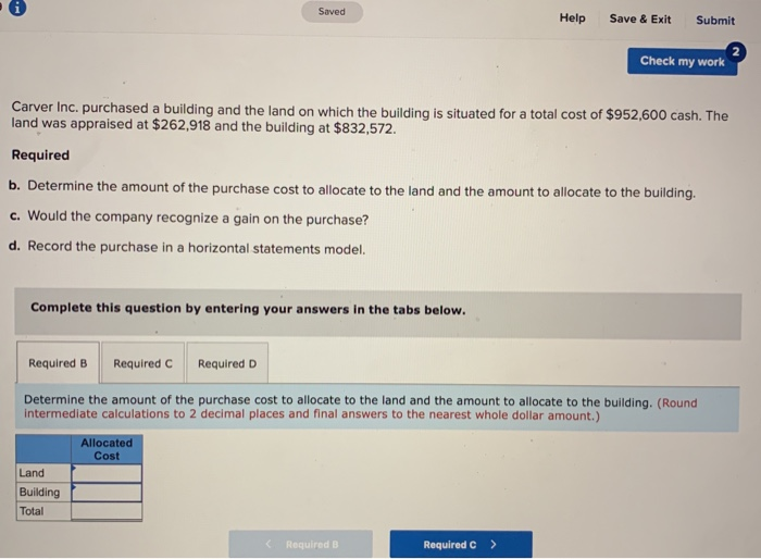 Solved Saved Help Save & Exit Submit Check my work Carver | Chegg.com