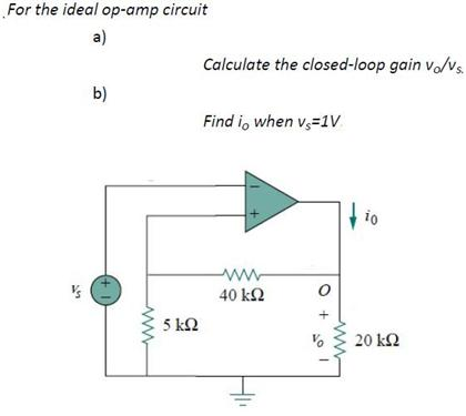 Solved For the ideal op - amp circuit Calculate the closed | Chegg.com