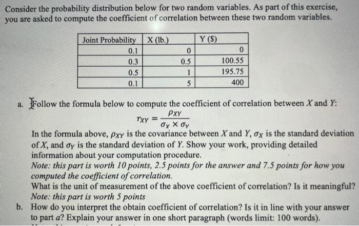 Solved Consider the probability distribution below for two | Chegg.com