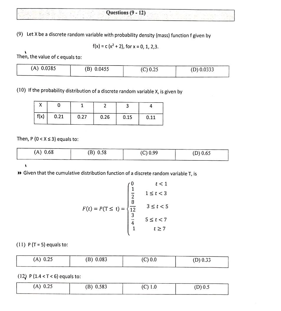 Solved (9) Let X be a discrete random variable with | Chegg.com