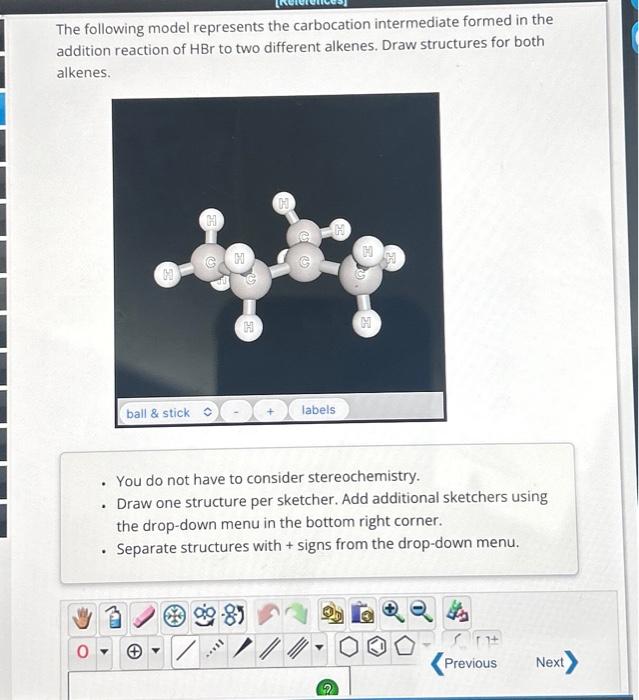 Solved The following model represents the carbocation | Chegg.com