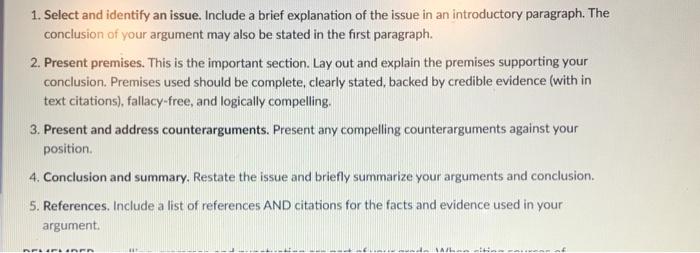 1. Select and identify an issue. Include a brief | Chegg.com