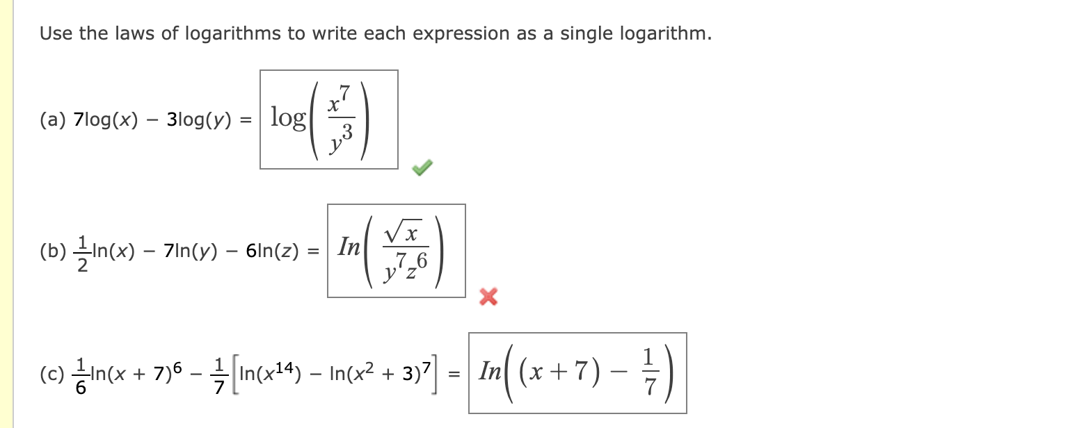 Solved Use the laws of logarithms to write each expression | Chegg.com