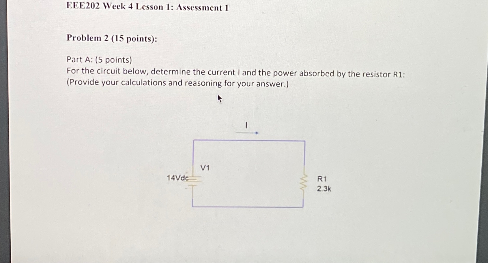 Solved For the circuit below, determine the current I and | Chegg.com