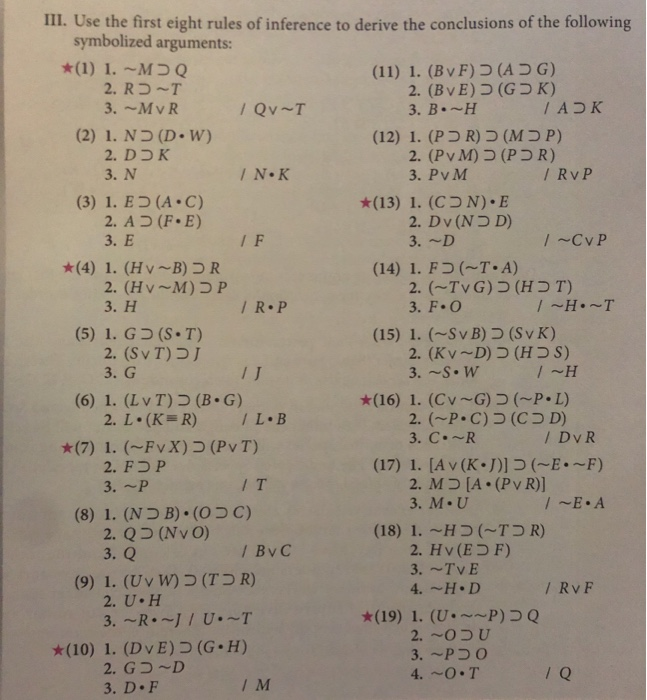Solved Use the first 8 rules of inference to derive the | Chegg.com