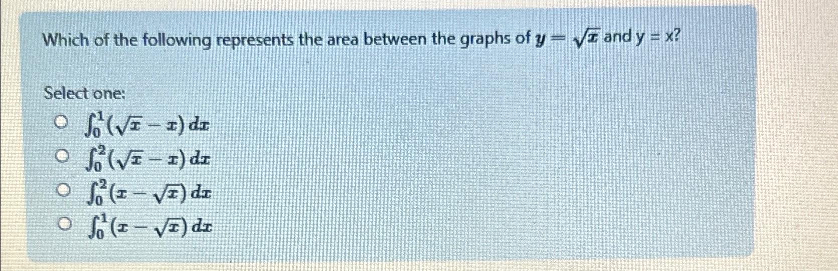 Solved Which of the following represents the area between | Chegg.com