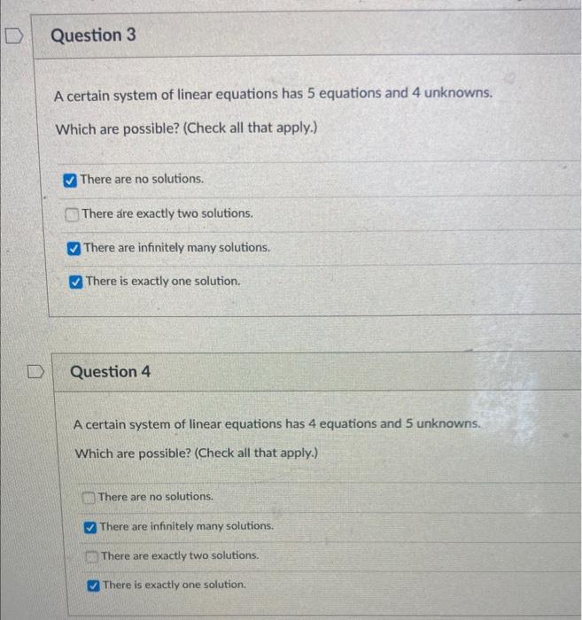 Solved Question 3 A certain system of linear equations has 5 | Chegg.com