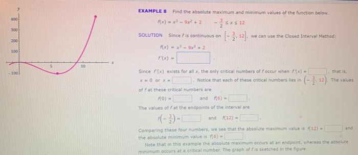 Solved EXAMPLE 8 Find the absolute maximum and minimum | Chegg.com