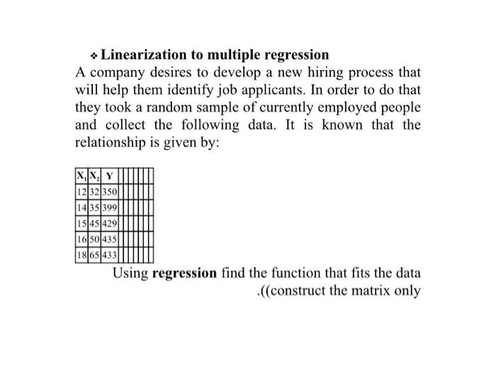 Solved Linearization to Linear regression The effect of | Chegg.com