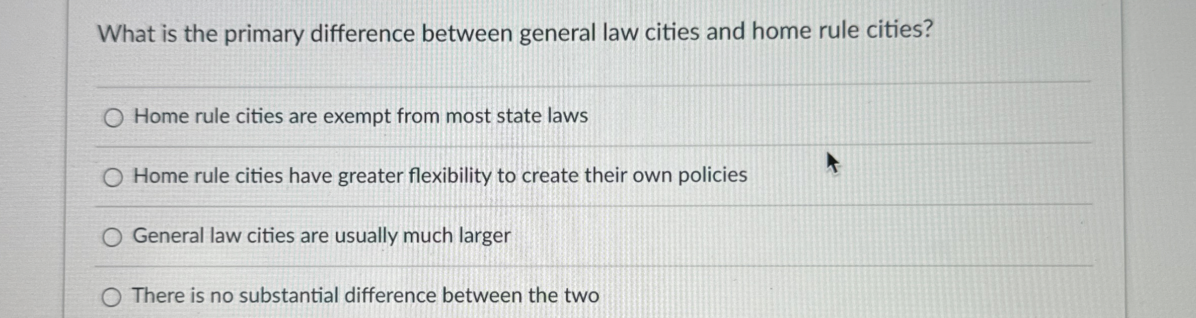 Solved What is the primary difference between general law | Chegg.com