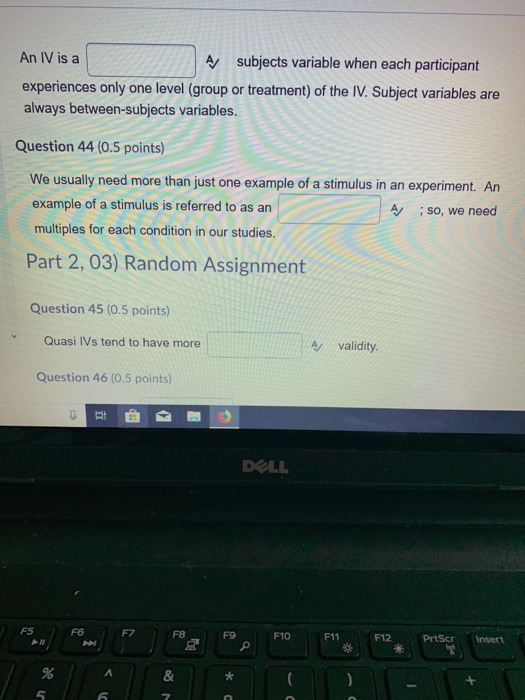 Solved An IV is a A subjects variable when each participant | Chegg.com
