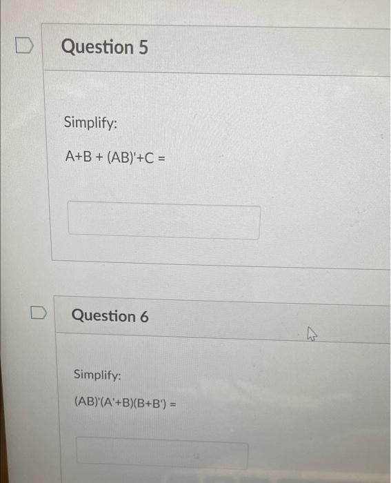 Solved Question 1 Simplify ABCD(ABCD' + AB'CD + A'BCD + | Chegg.com