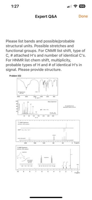 Solved Please list bands and possible/probable structural | Chegg.com
