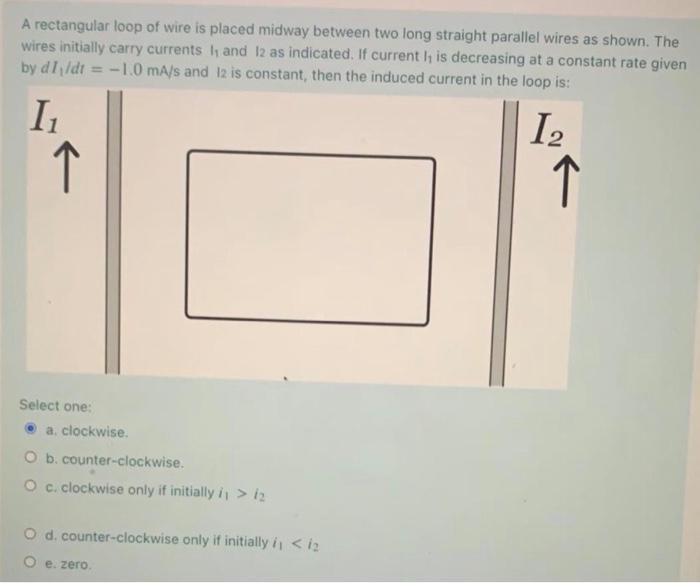 Solved A rectangular loop of wire is placed midway between | Chegg.com