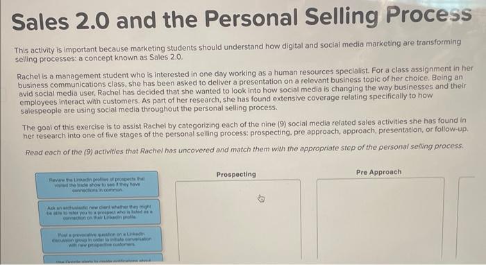 Solved Sales 2.0 and the personal Selling Process This | Chegg.com