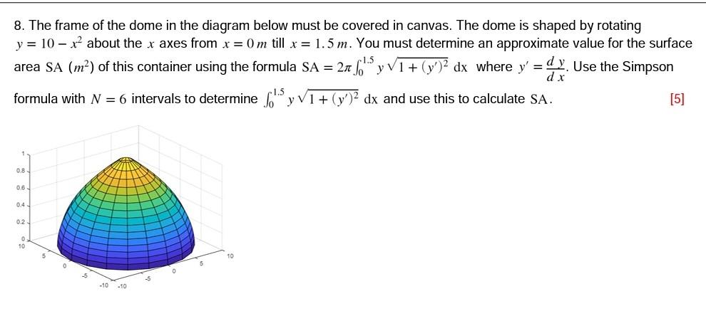Solved 8. The frame of the dome in the diagram below must be | Chegg.com