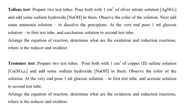 Solved Tollens test: Prepare two test tubes. Pour both with | Chegg.com