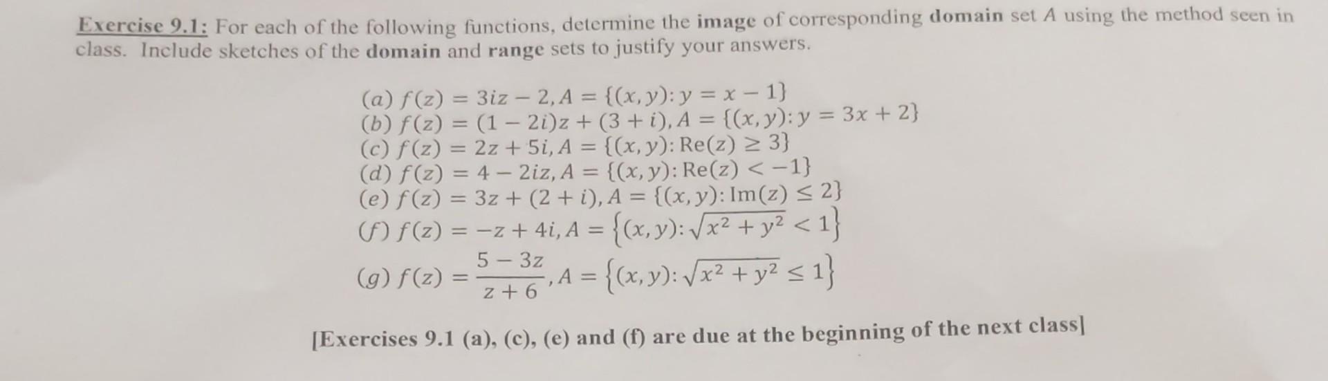 Solved Exercise 9.1: For each of the following functions, | Chegg.com