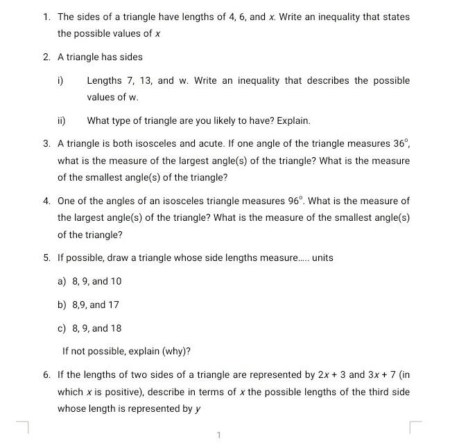 Solved 1. The sides of a triangle have lengths of 4, 6, and | Chegg.com