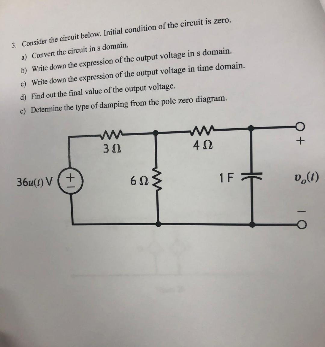 Solved 3. Consider the circuit below. Initial condition of | Chegg.com