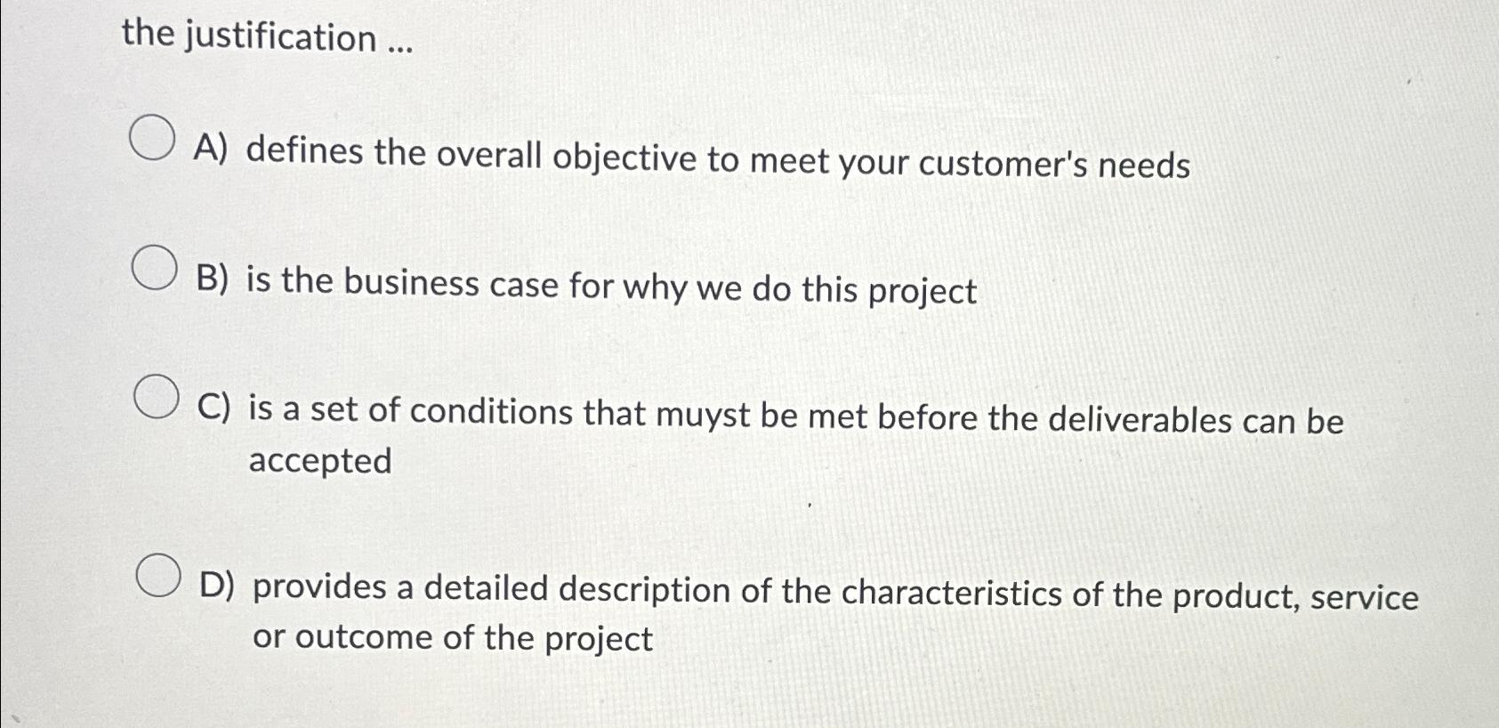 Solved the justification ...A) ﻿defines the overall | Chegg.com