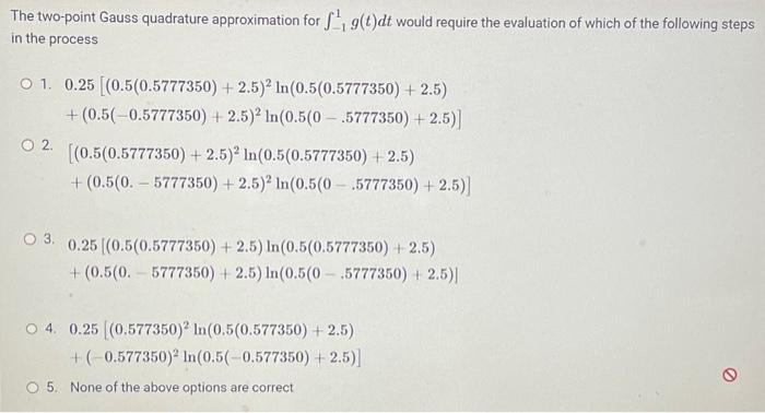 Solved The two-point Gauss quadrature approximation for | Chegg.com