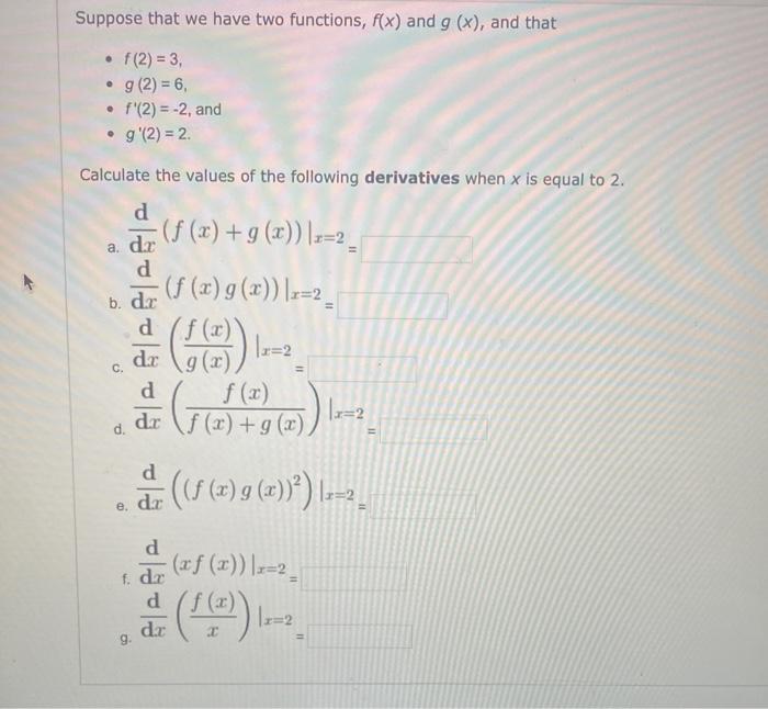 Solved Suppose that we have two functions, f(x) and g(x), | Chegg.com