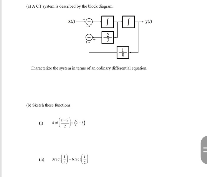 Solved (a) A CT system is described by the block diagram: | Chegg.com