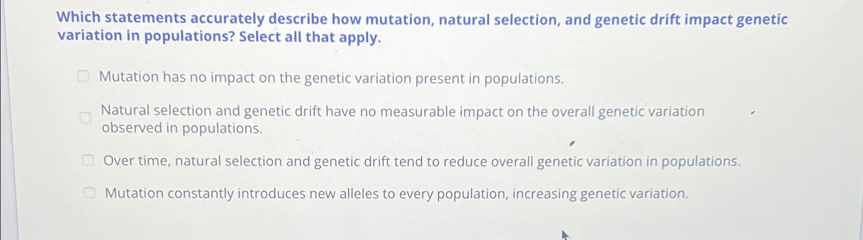 Solved Which statements accurately describe how mutation, | Chegg.com
