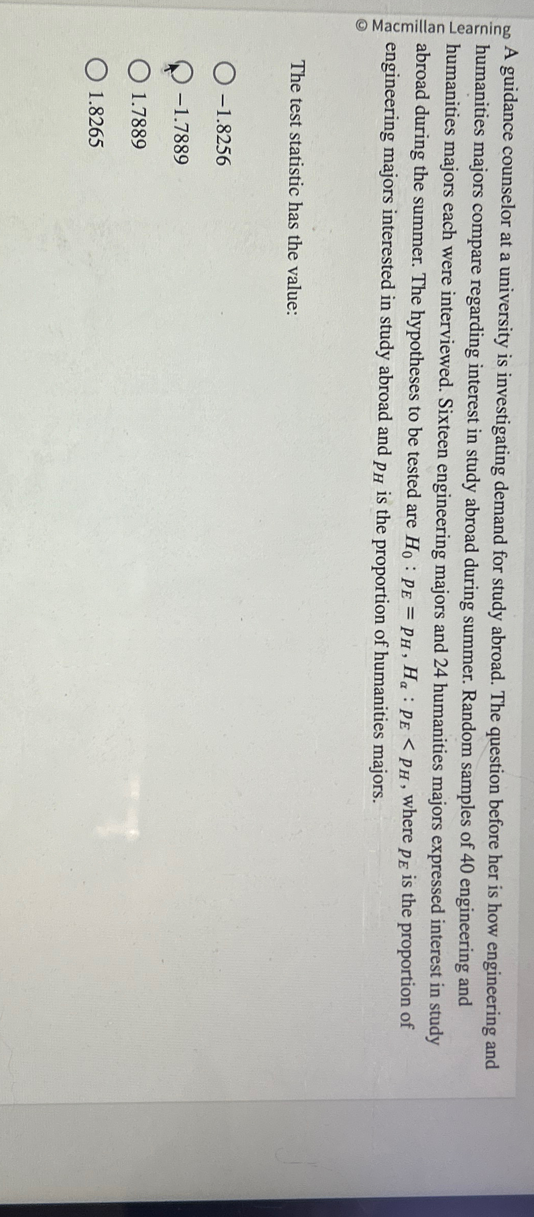 Solved A guidance counselor at a university is investigating | Chegg.com